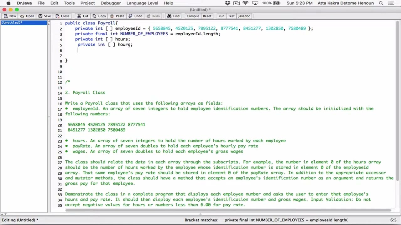 7.2. (Part 1) Payroll Class - Java