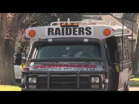Stockton man shows off Oakland Raiders bus