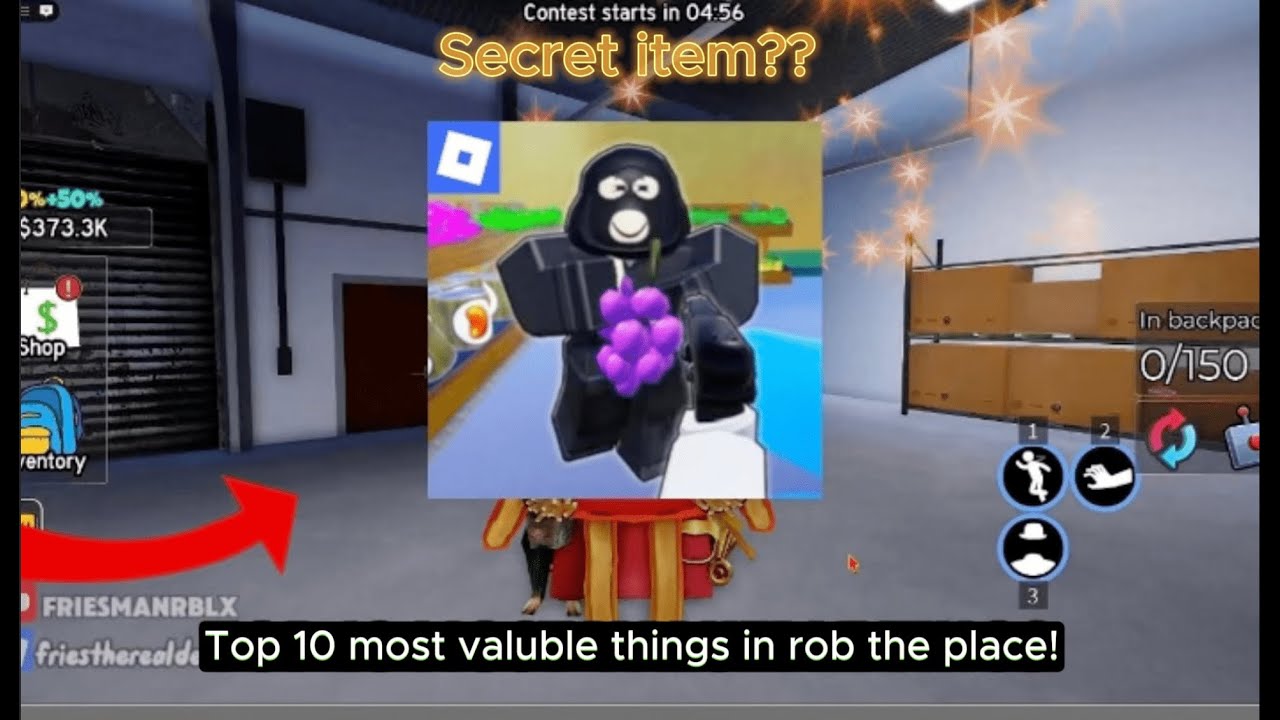 Top 10 most valueble things in rob the place🦹 (including the secret) #roblox #friesman 🍟#robtheplace