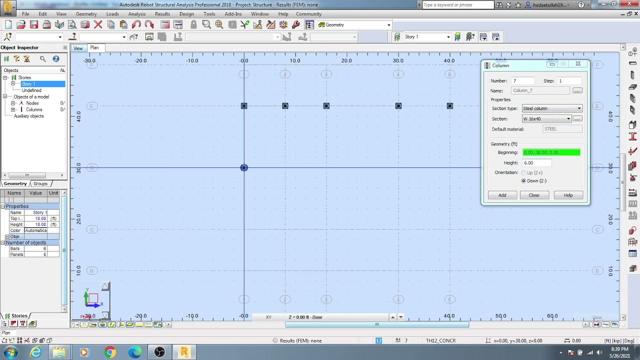 05. Autodesk Robot Structural Analysis professional Tutorials | Inserting columns
