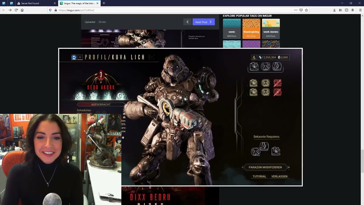Warframe Rebecca reads Kuva Lich names.