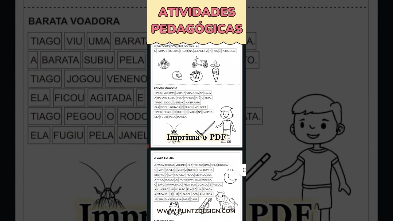 Fichas de Leitura para Alfabetizar! 📚🧠 PDF com Textos Curtos e Educativos