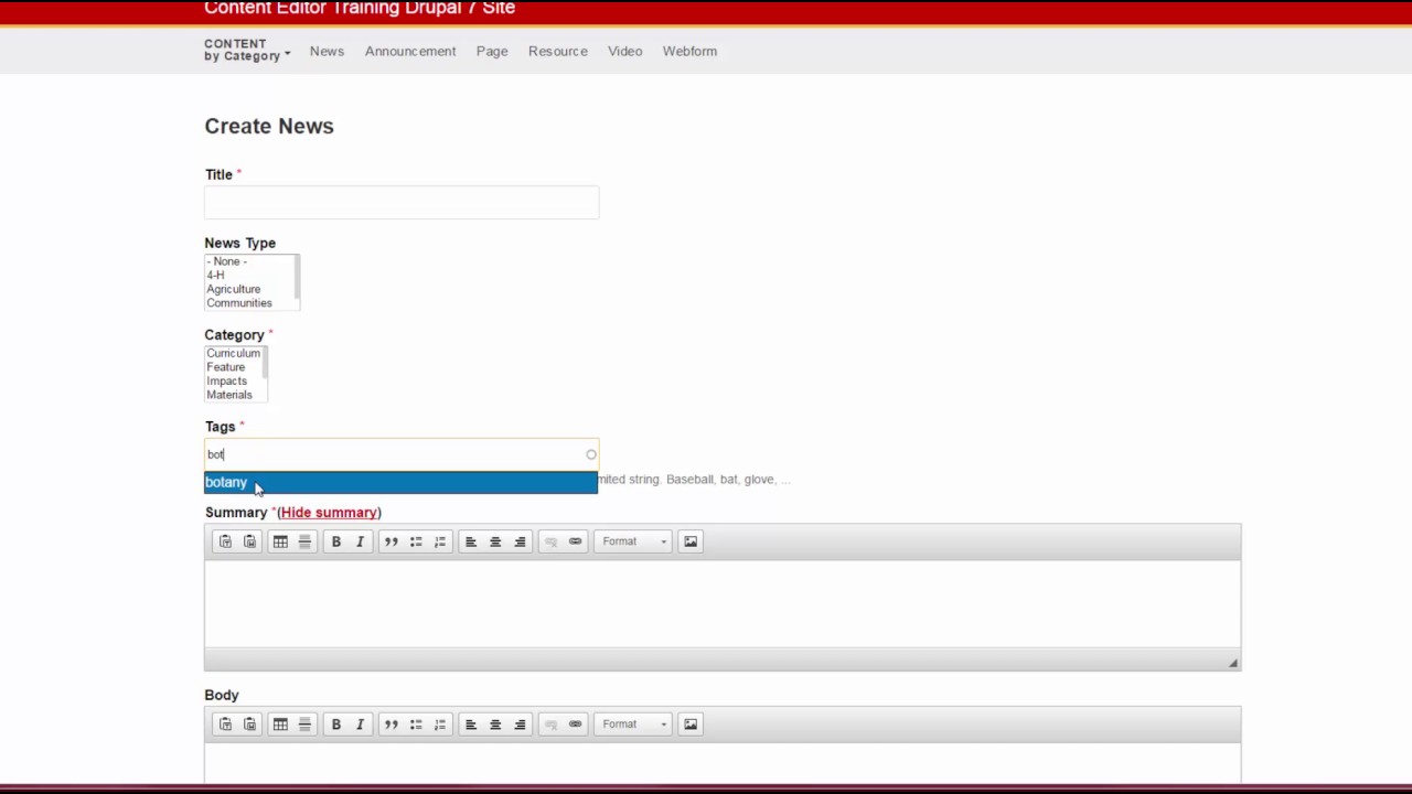 Drupal 7 - Create a News Article