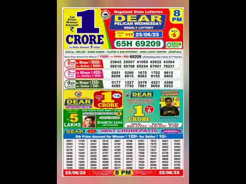 NAGALAND Lottery SAMBAD DEAREVENING 08 PM RESULT TODAY 25.06.2025 STATE DEAR LOTTERY