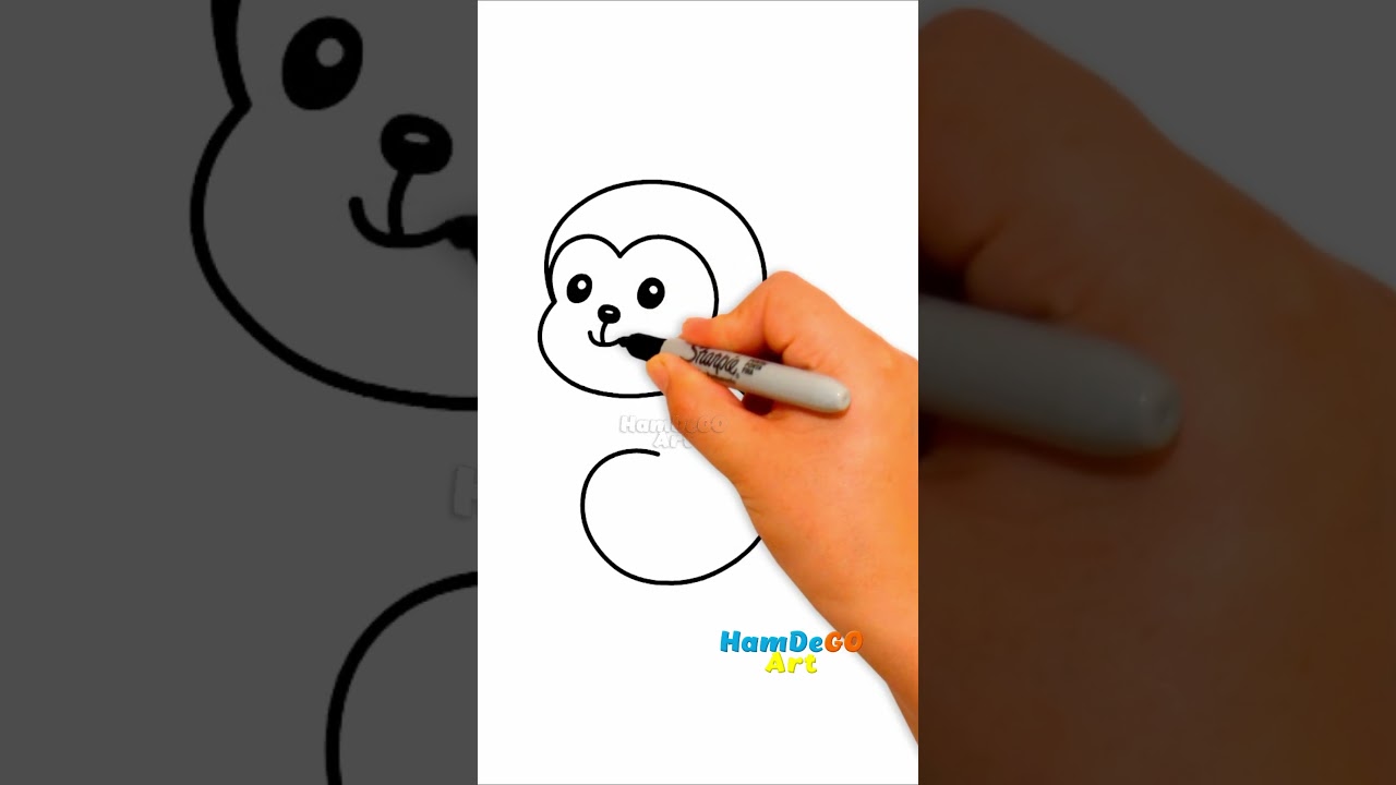 Que fácil !! Aprende a dibujar un lindo mono de forma sencilla #drawing #art #shorts