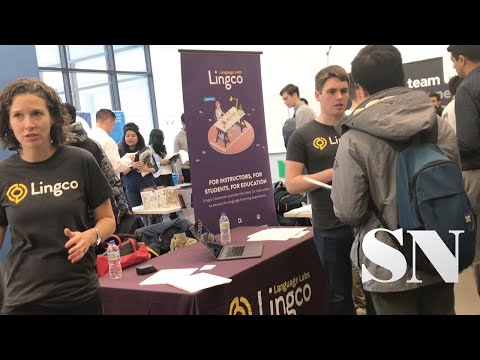 Lingco Language Labs attend career fair at Minskoff Pavilion.