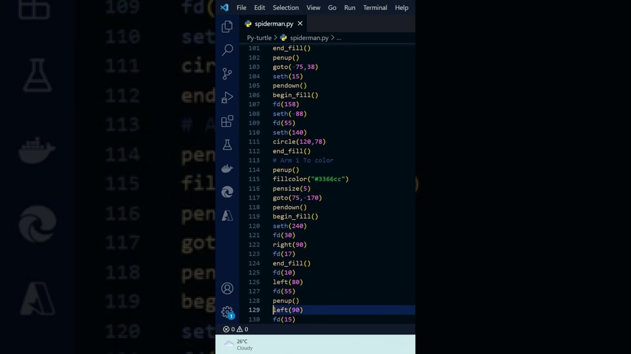 Making SpiderMan using Python Turtle | #shorts #python