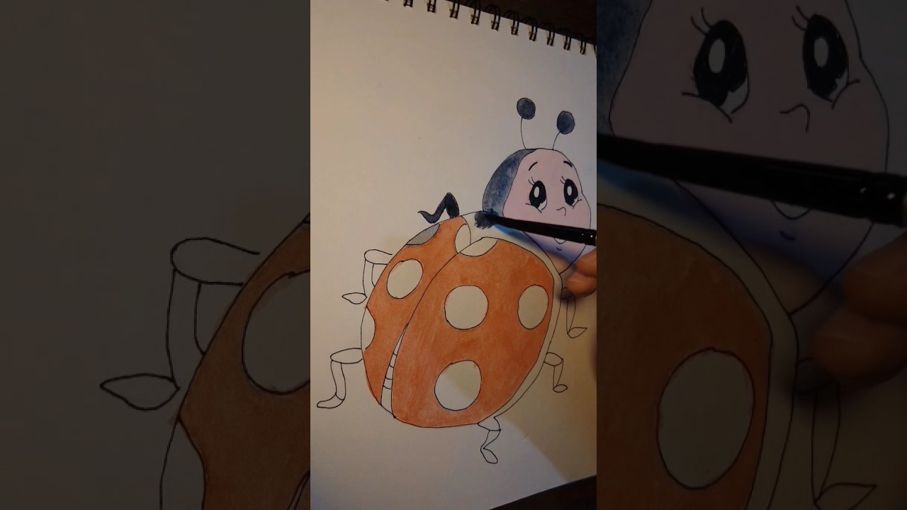 How to color this cute Ladybug! #watercolor #easyart