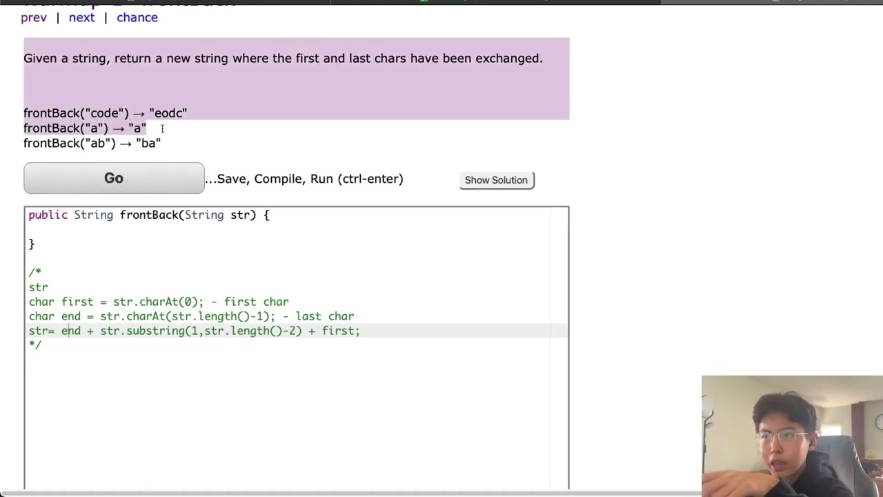 FrontBack - CodingBat Warmup-1