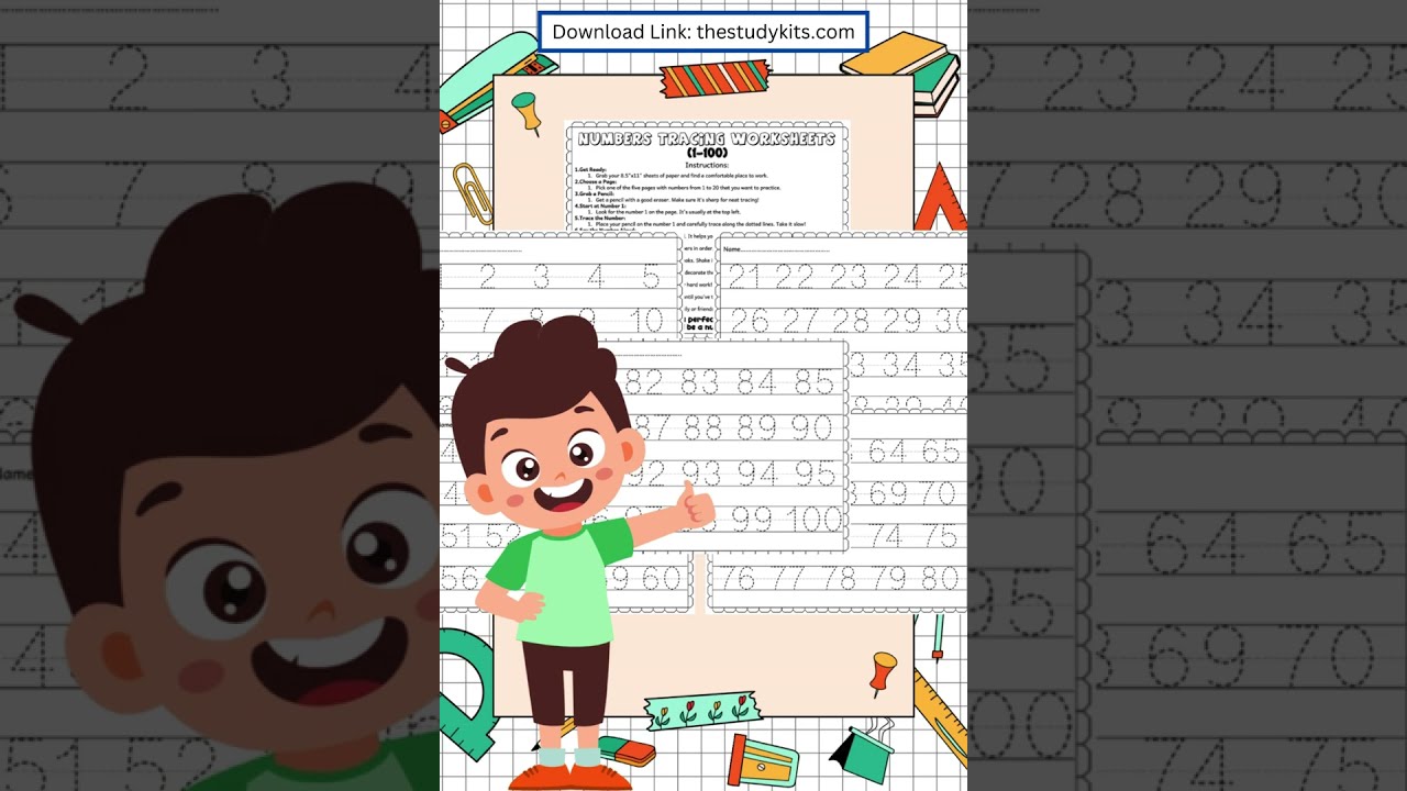 Printable Number Tracing Worksheets 1 100