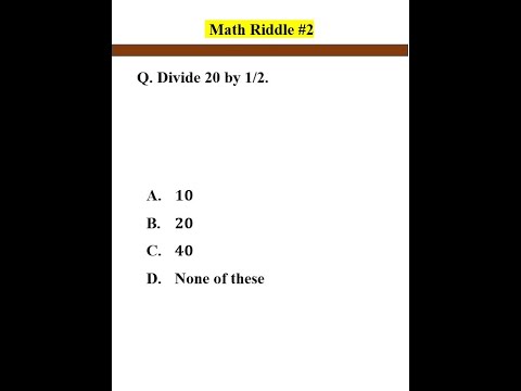 Divide 20 by 1/2 || Math is Fun #shorts #maths #mathematics