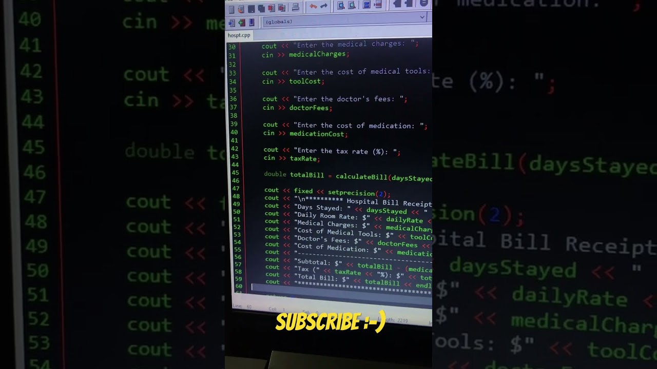 hospital bill IDE dev c++ #cppprogramming