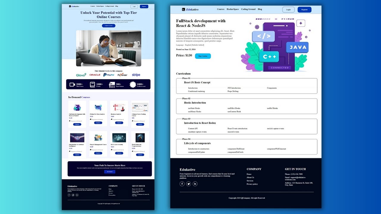 Build E-learning website With React JS, Context API | Learning management System | React JS Tutorial