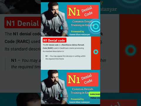 What is N1 denial code in medical billing | Medical Billing Training in English