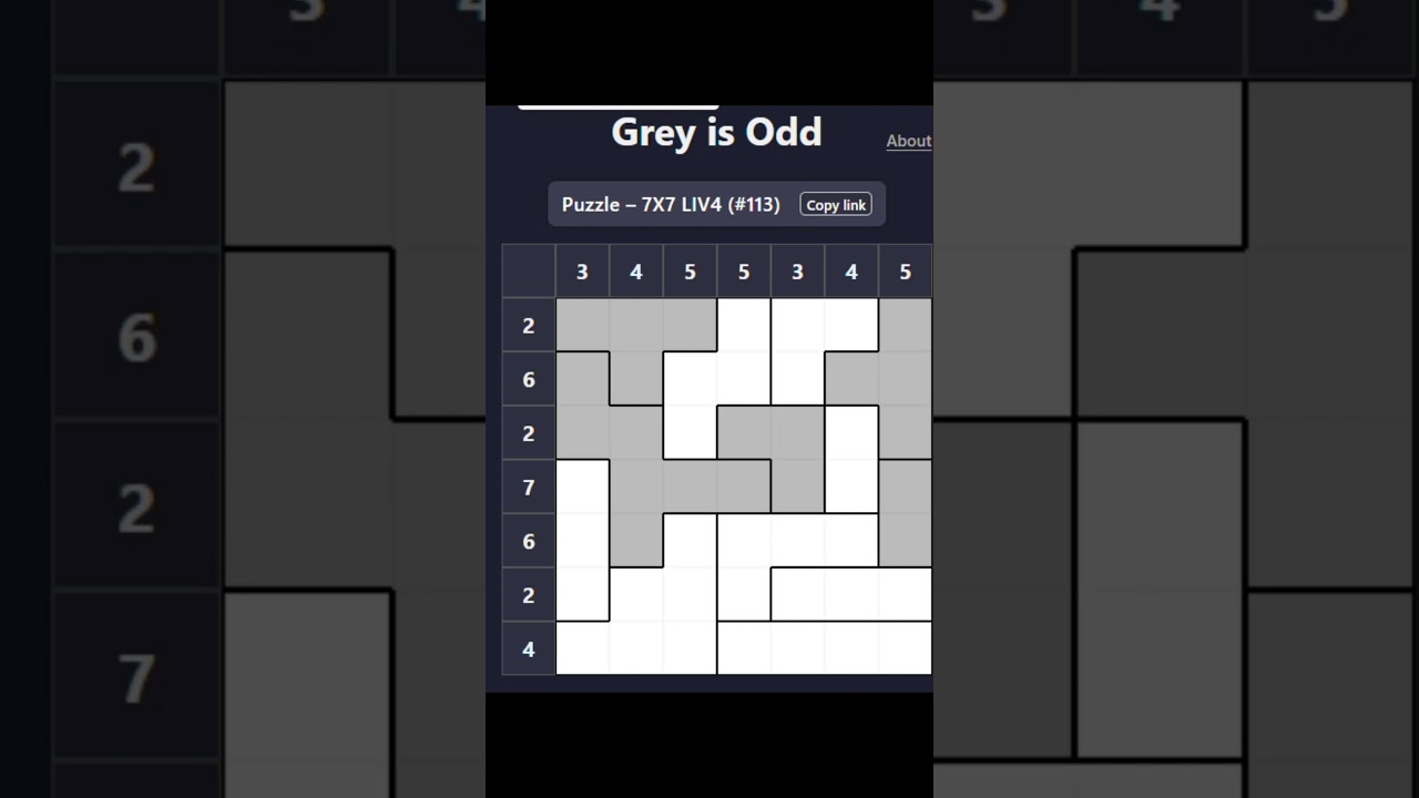 Grey is Odd Daily Puzzle #113 – 7×7 Liv4 Teaser!  Level 4