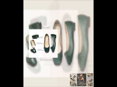 C.Paravano Flats Shoes for Women Dark Green Ballet Flats Square Toe Dark Green