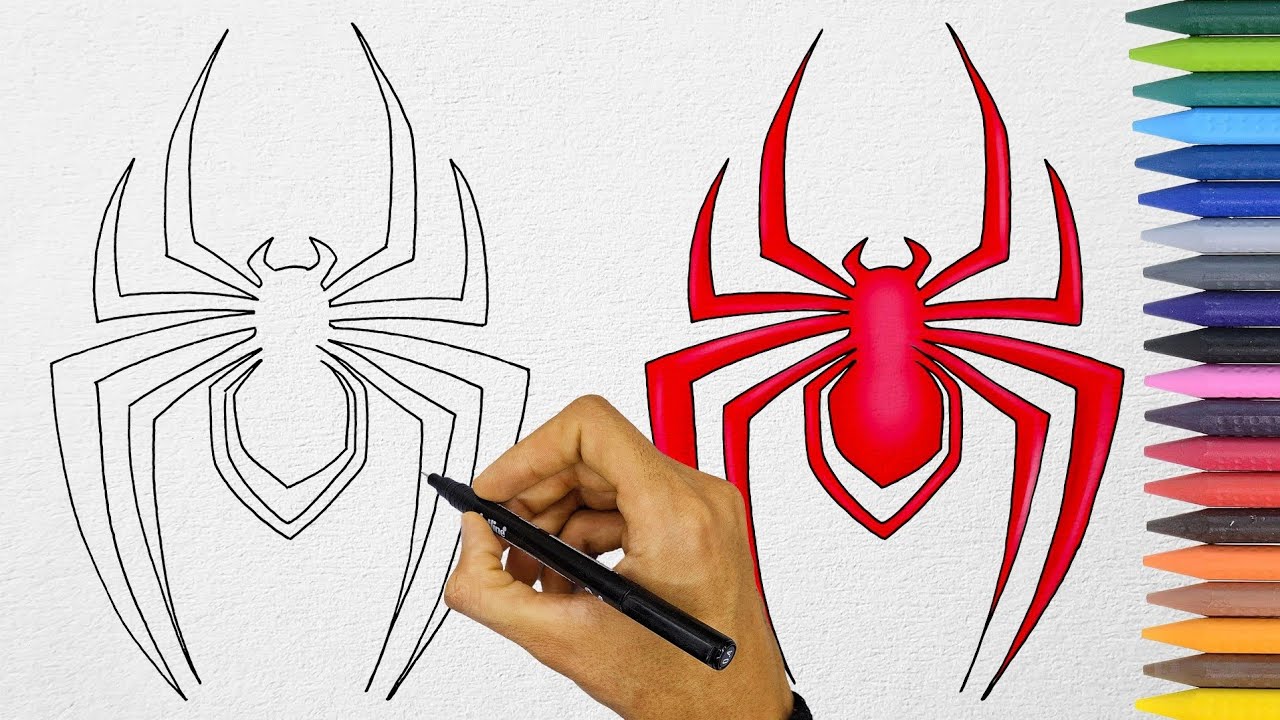 How to draw Marvel's Spider-Man Miles Morales logo step by step