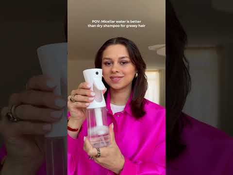 MICELLAR WATER is way better than dry shampoo for GREASY hair 😱 Save 💗 Subscribe for #hacks