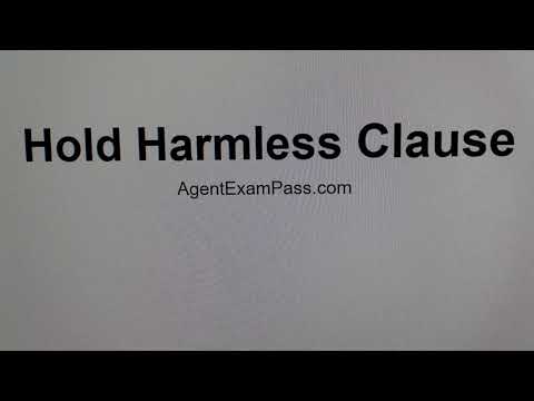 120 hold harmless clause Free Real Estate License Exam Words Questions AgentExamPass.com