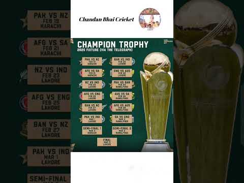 CHAMPION TROPHY 2025 FIXTURE VIA THE TELEGRAPH #cricket#icc #worldcup #t20worldcup #trending #shorts