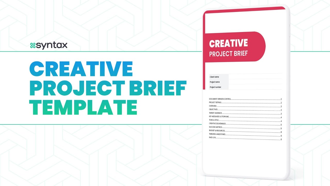 Creative Project Brief Template – Google Docs – A4 | Syntax Project Solutions