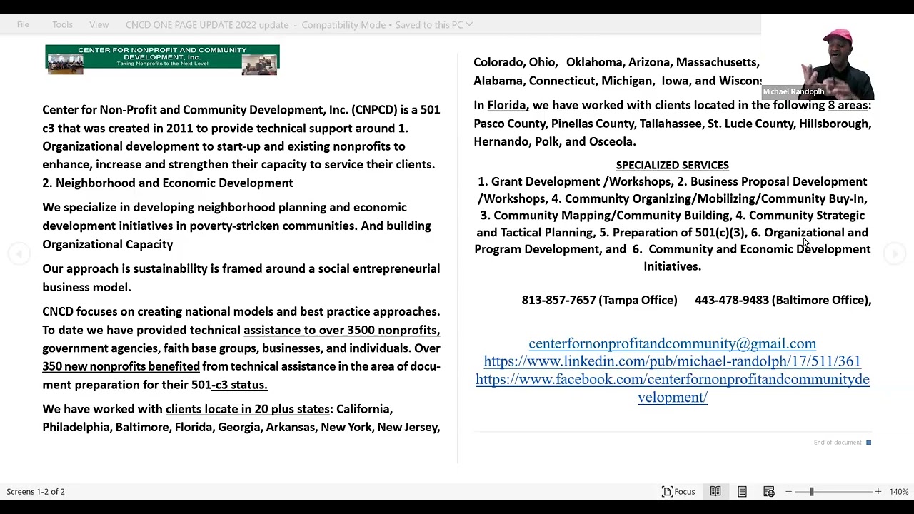 Center for Non-Profit and Community Development, Inc. (CNPCD) is a 501 c3 that was created in 2011