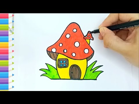 How to Draw a Fairy Mushroom House | Easy Step by Step | Kids Art