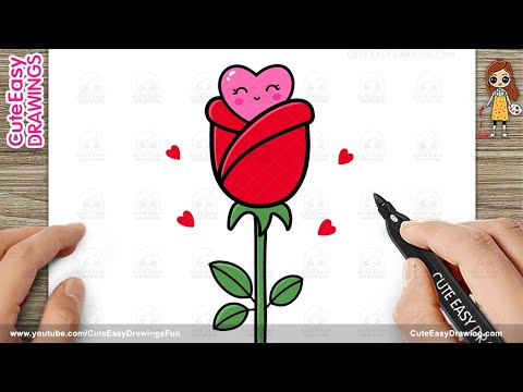 How to Draw a Cute Easy Rose - Step by Step for Kids and Toddlers! 💕✨