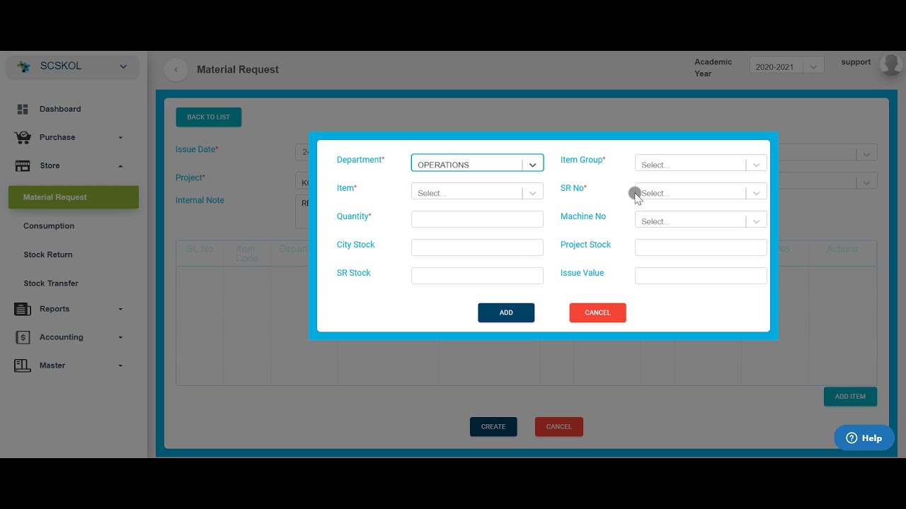 Material Request Creation