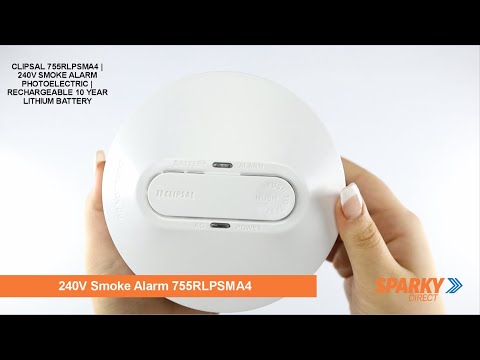 CLIPSAL 755RLPSMA4 | 240V SMOKE ALARM PHOTOELECTRIC | RECHARGEABLE 10 YEAR LITHIUM BATTERY