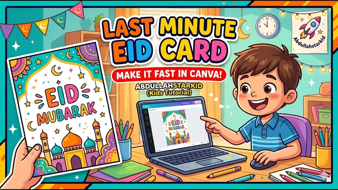 Last Minute Eid Card Make It Fast in Canva! #eidmubarak #canva