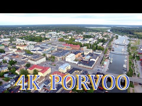Finland above Porvoo 4K Porvoonjoki ilmasta