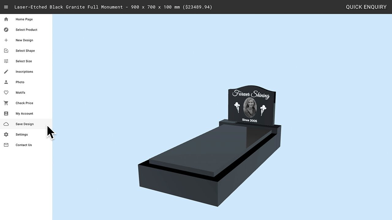 Laser Etched Black Granite Full Monument tutorial
