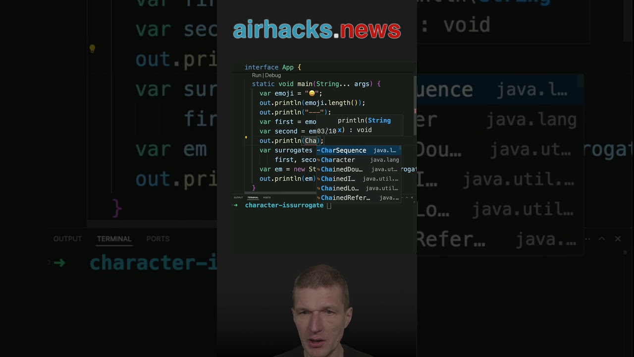 Character.isSurrogate #java #shorts #coding #airhacks