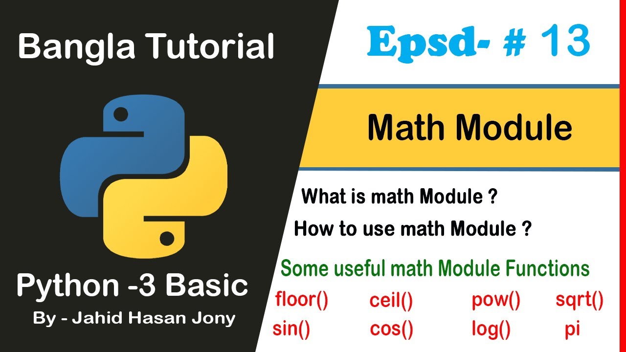 Python Basic Bangla Tutorial 13 – Math Module