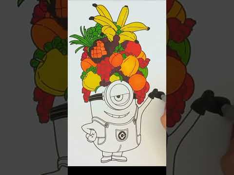 How to Color a Funny Minion with Fruit Hat