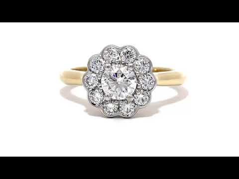 18ct Yellow Gold LAB Grown Diamond Daisy Ring