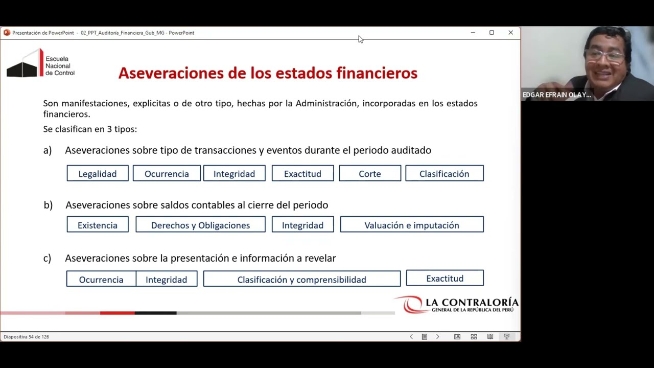 Webinar. Aseveraciones de Auditoria.