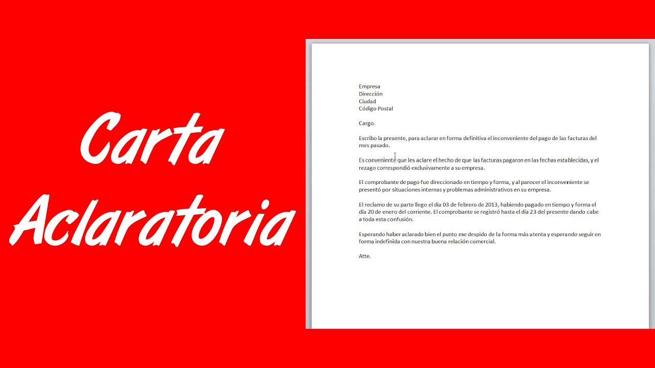 Como hacer una carta aclaratoria