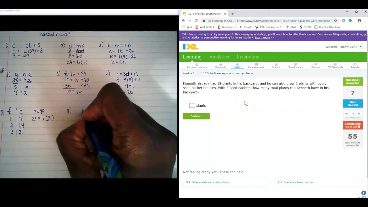 IXL J10 Solve linear equations: word problems