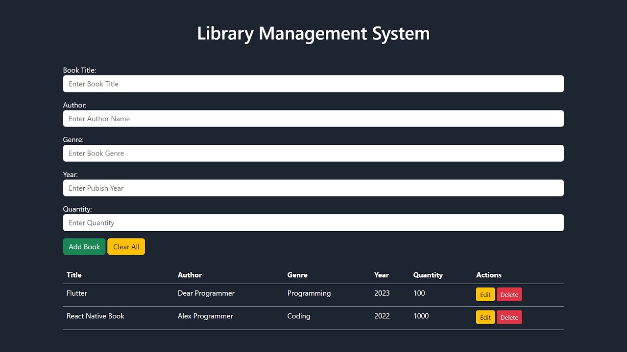 Library Management System Using JavaScript -  JavaScript Tutorials