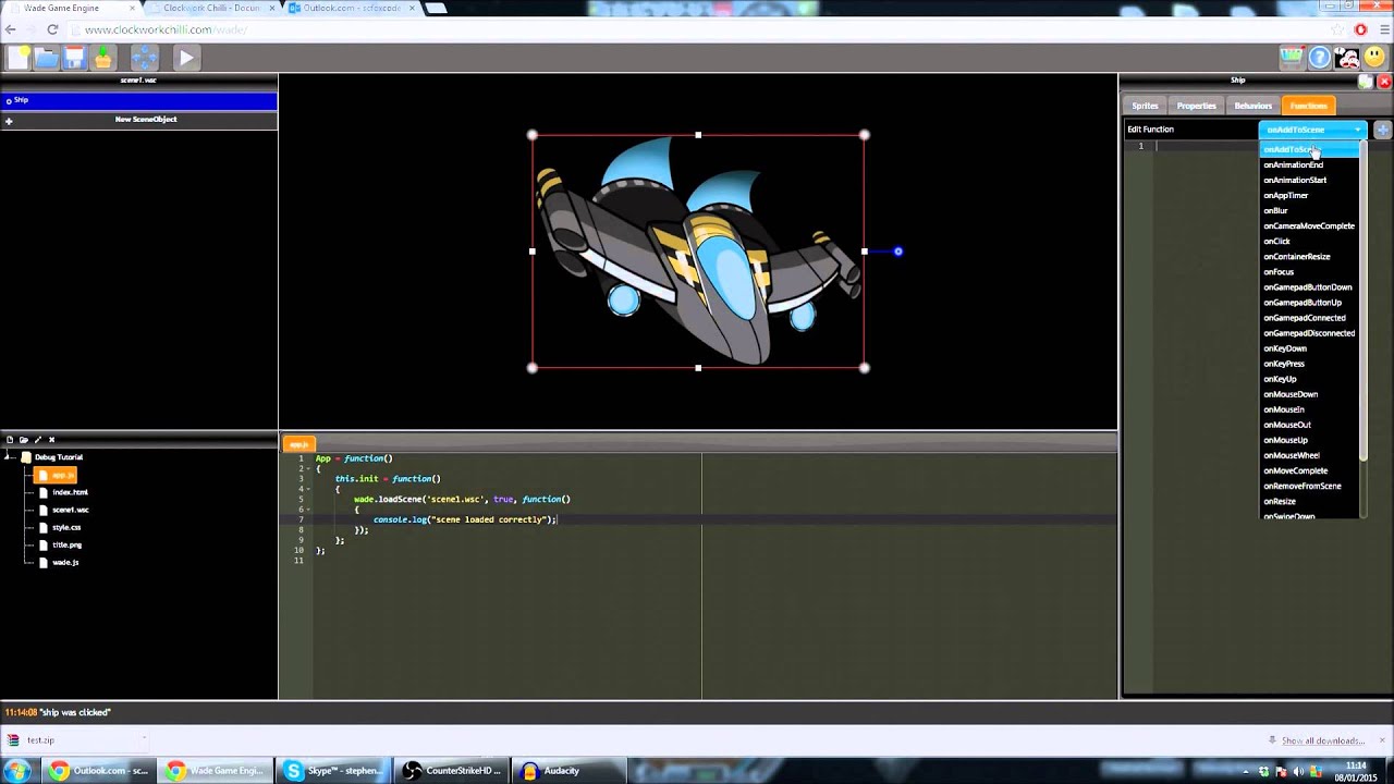 Making HTML5 games with WADE - Debugging