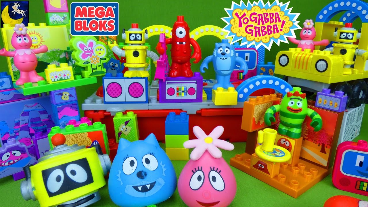 Lots of Yo Gabba Gabba Mega Bloks Toys Plex Buggy Boombox Foofa Toodee Brobee and Muno Land Toys
