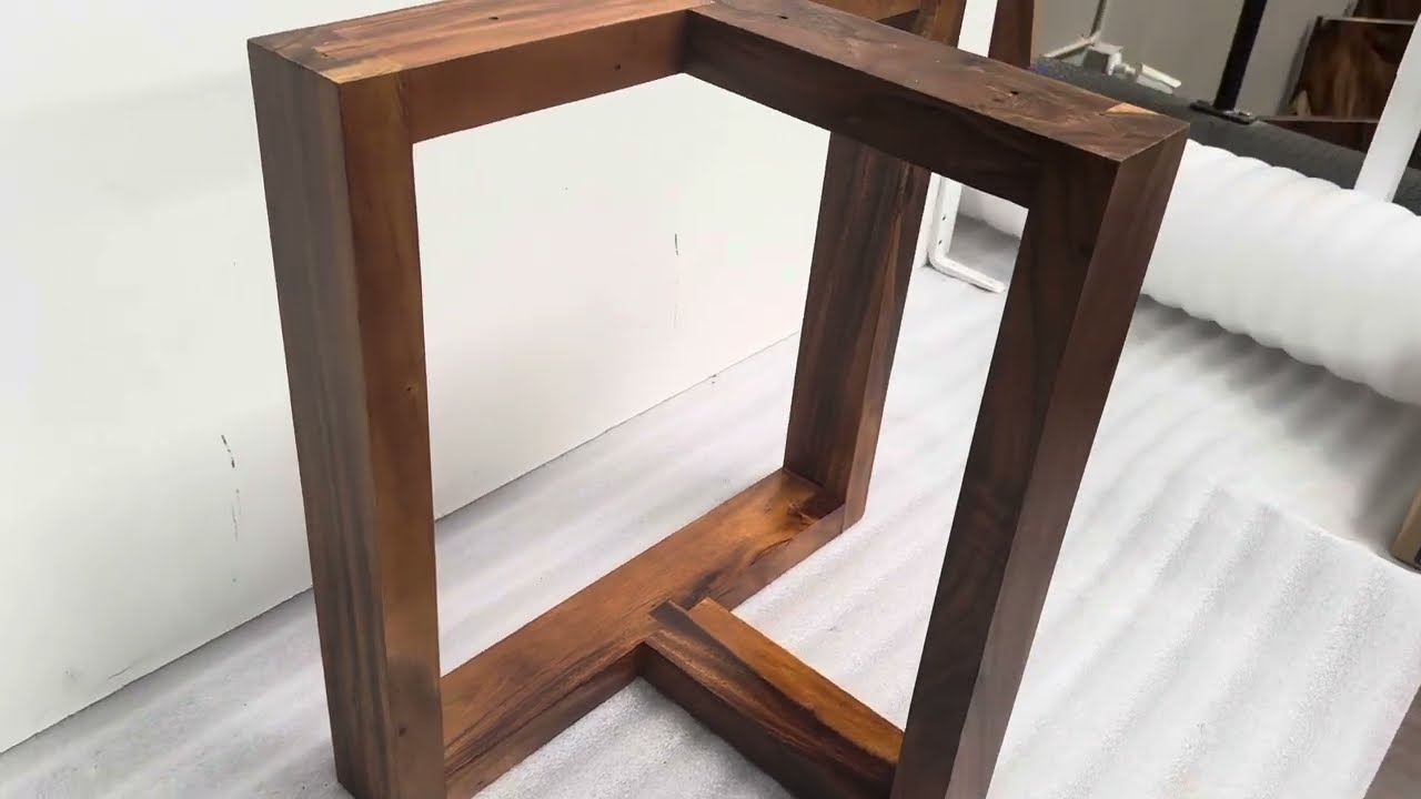 NTSTW70BN - T Shaped Dining Table Leg – Wooden Frame - Natural Timber Stone