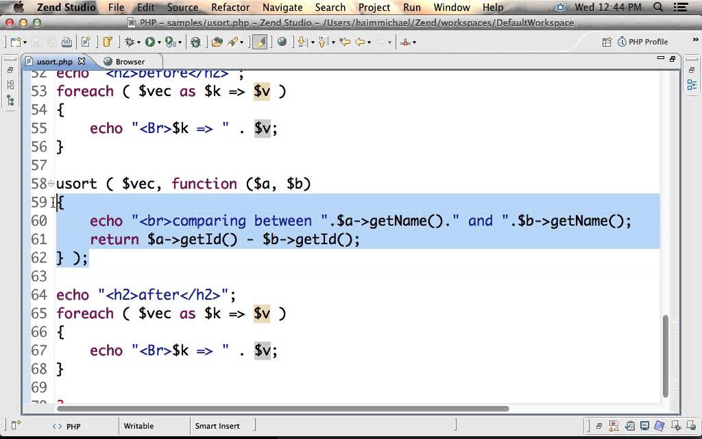 The usort Function in PHP