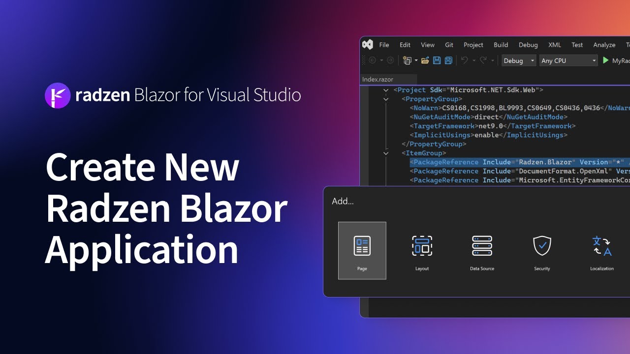 Create new CRUD application with Radzen Blazor for Visual Studio extension