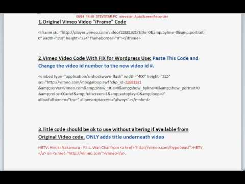 Wordpress Video Post Fix For Vimeo-Youtube Video Embed HTML "iFrame" Codes