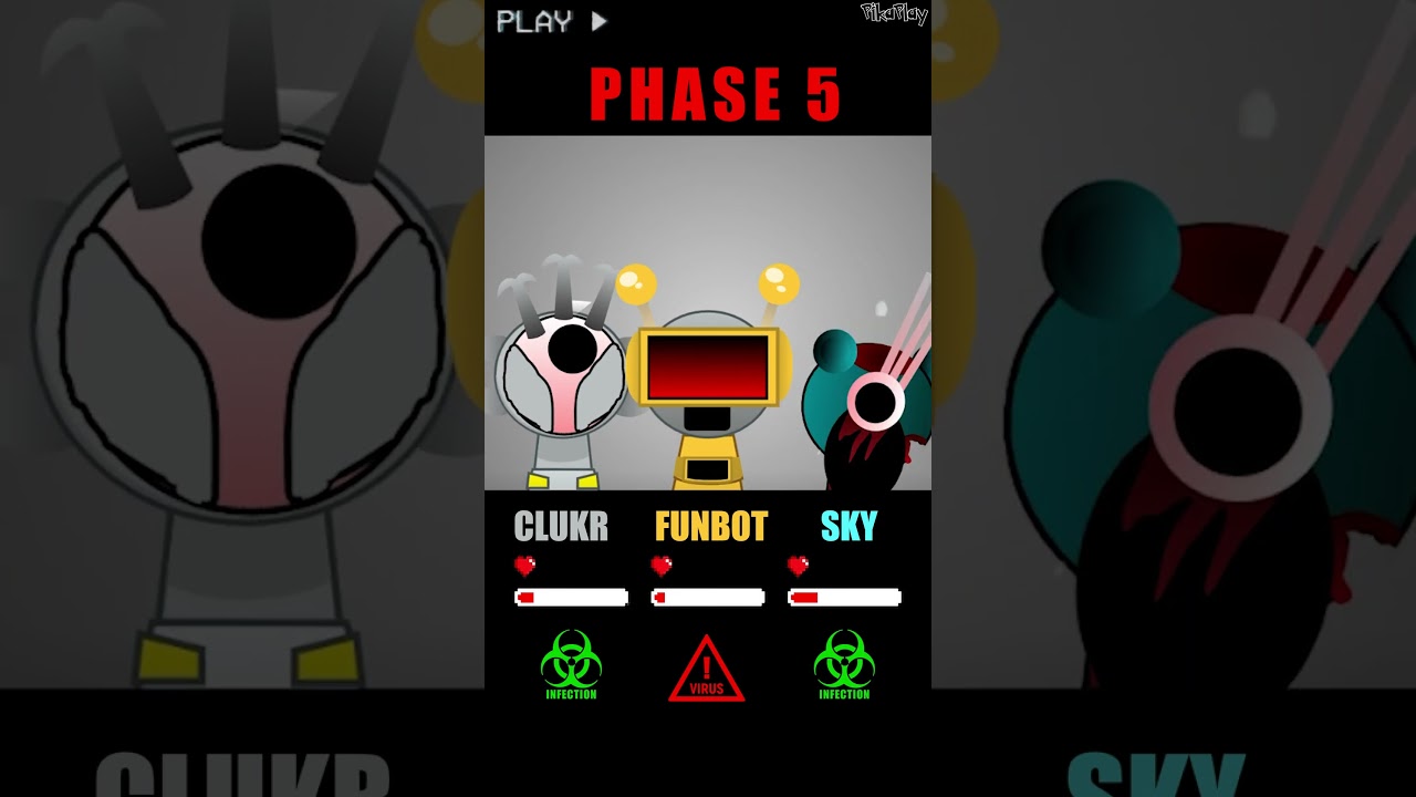 HP Bar Clukr Funbot Sky in 1 - 10 Phase Babies #sprunki  #incredibox