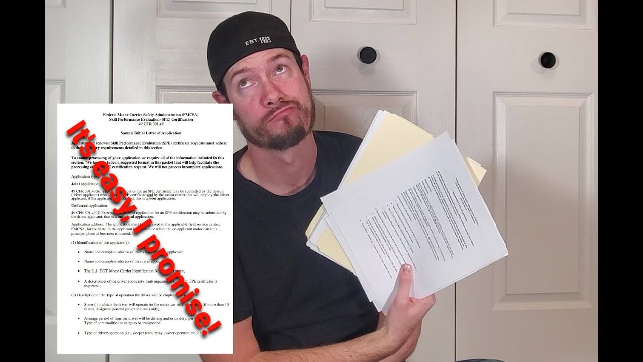 Filling out the skills performance evaluation(SPE) application for CDL drivers