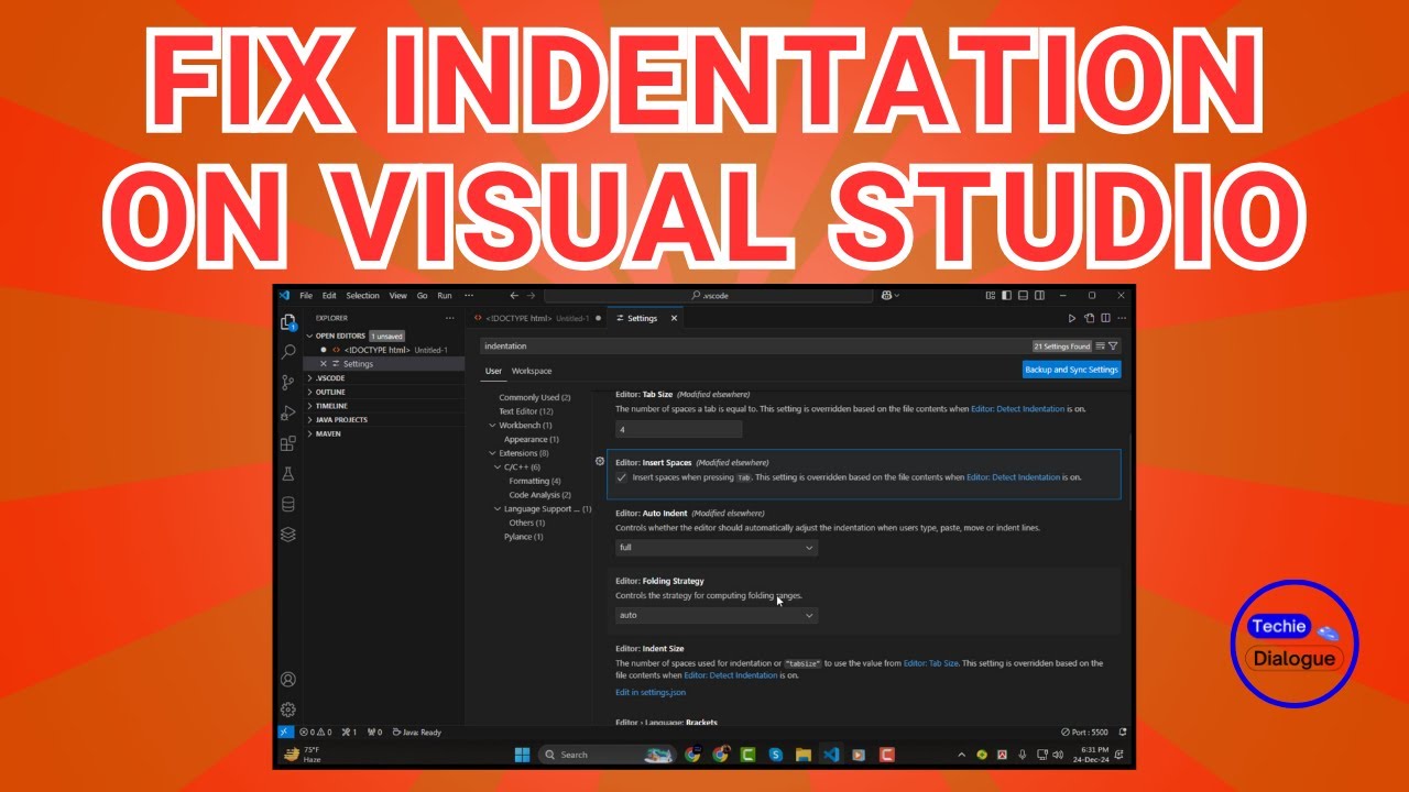 How to Fix Indentation on Visual Studio